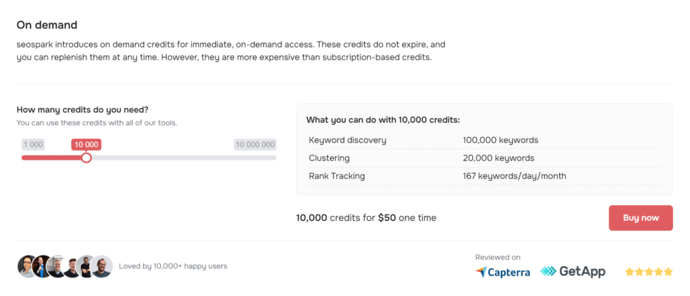 Credits on Demand - seospark.io